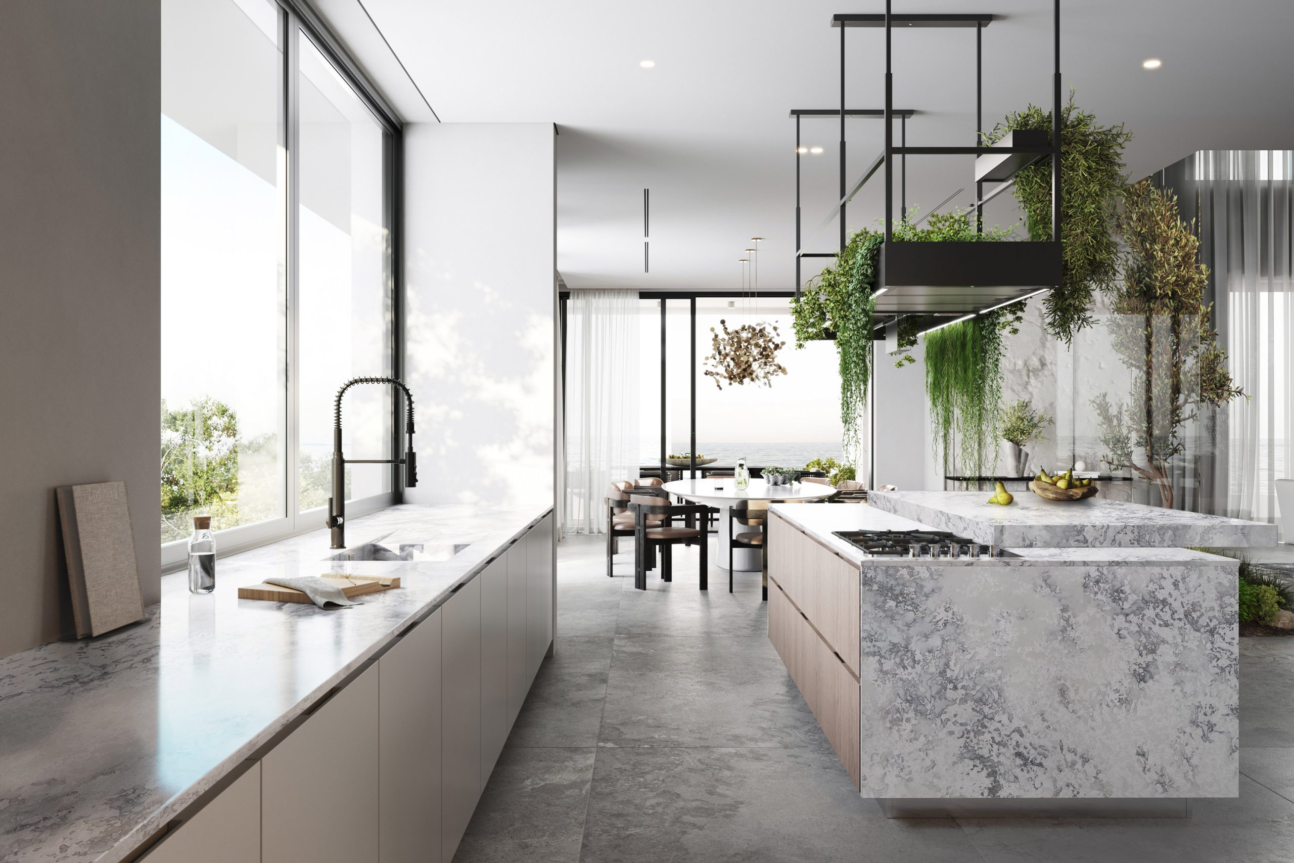 grecian-grey-kitchen | Lithostone Quartz Surfaces